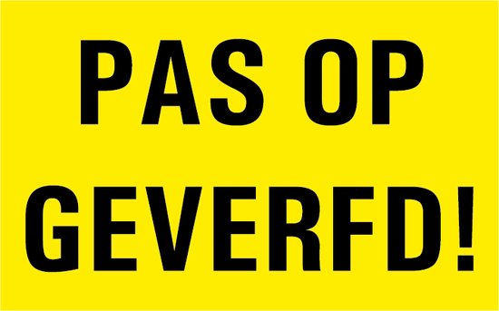 Pas op geverfd tekststicker 200 x 125 mm | bol