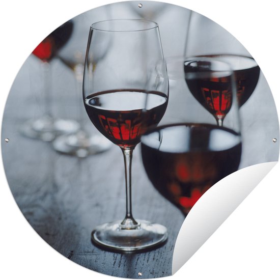 Affiche de jardin ronde Vin rouge - Quatre beaux verres de vin rouge ...