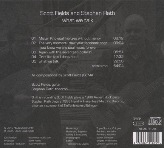 Scott Fields And Stephan Rath - What We Talk (CD), Stephan Rath ...