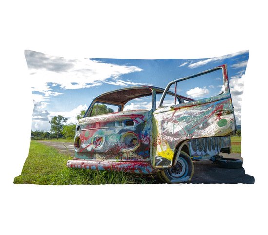 Sierkussens - Kussentjes Woonkamer - 50x30 cm - Kunst - Busje - Verf | bol