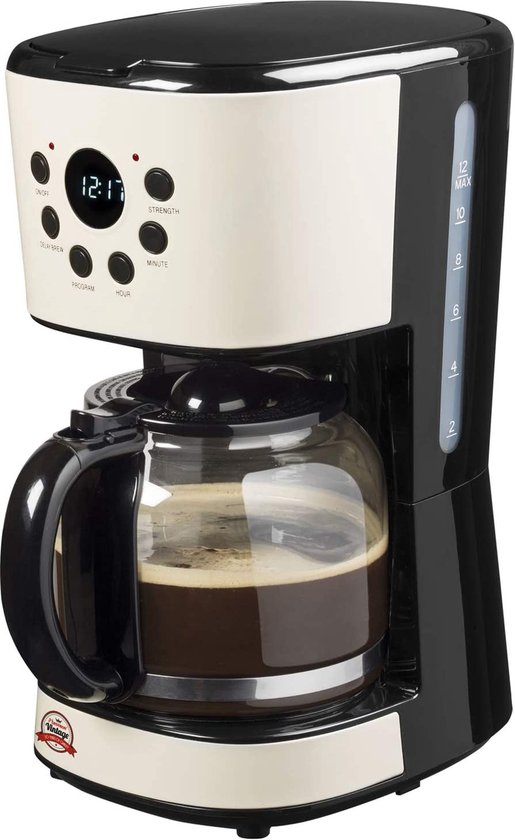 Bestron koffiezetter met glaskan en warmhoudplaat in vintage design ...