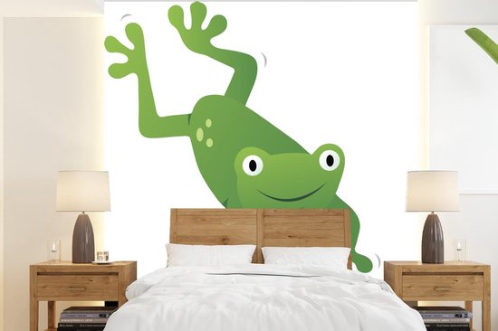 Behang - Fotobehang Kikker - Wit - Dieren - Breedte 220 cm x hoogte 240 ...