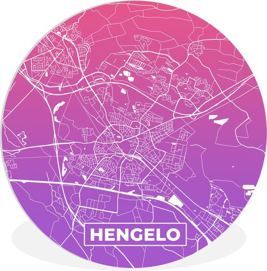 Wall Circle - Wall Circle Indoor - City Map - Hengelo - Violet - Rose ...