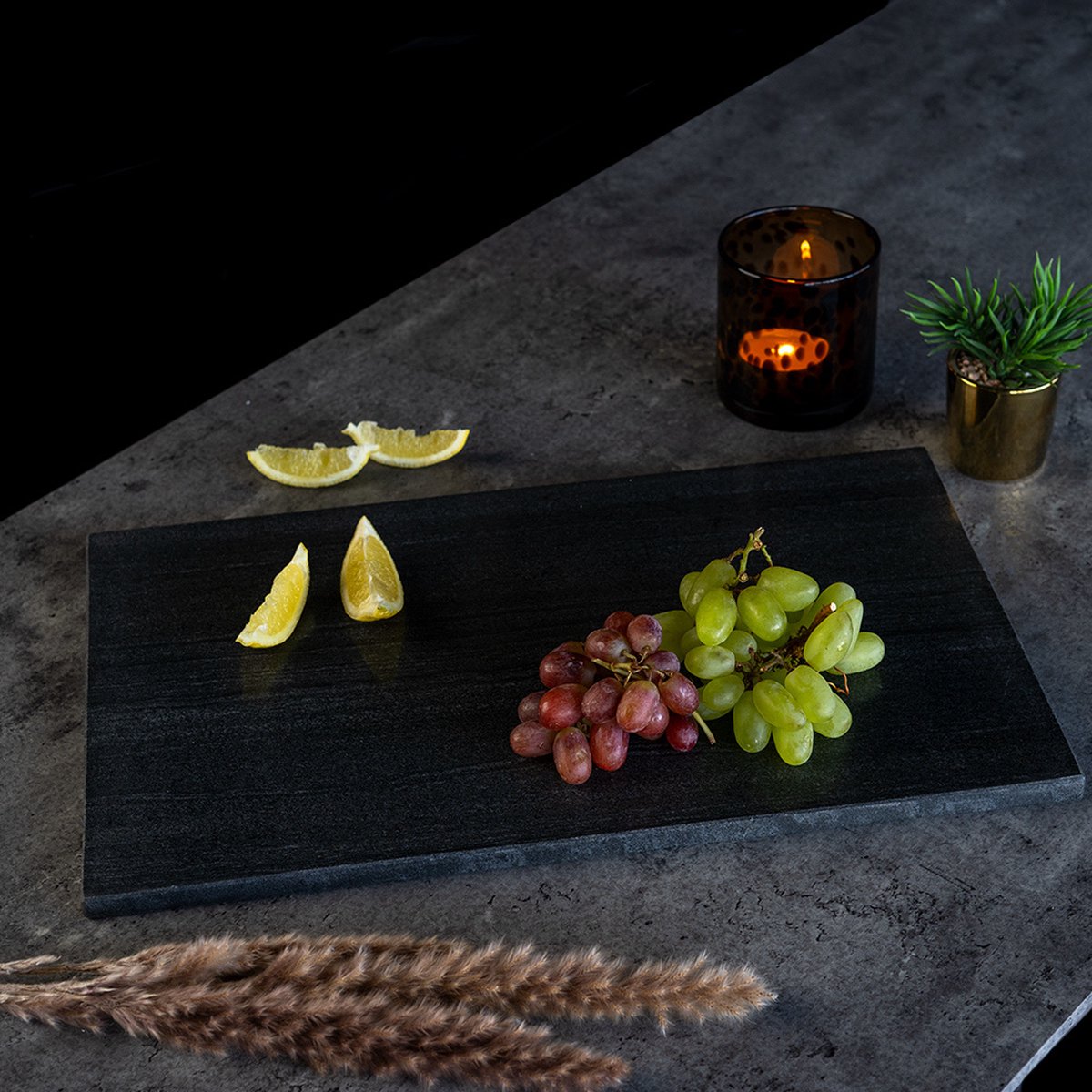 Marmeren dienblad rechthoek Fauve 30 x 50 cm zwart - Borrelplank ...