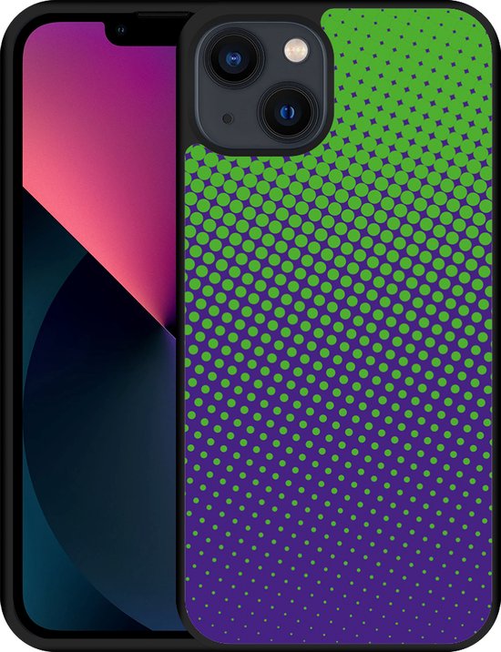 iPhone 13 Hardcase hoesje lime paarse cirkels - Designed by Cazy | bol