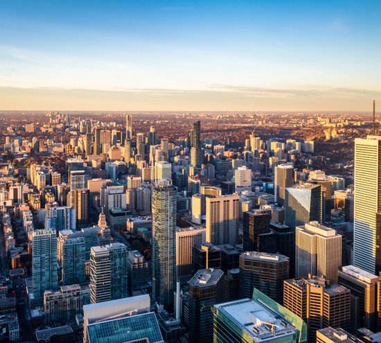 Skyline en Business Center van Toronto vanuit de lucht - Fotobehang (in ...