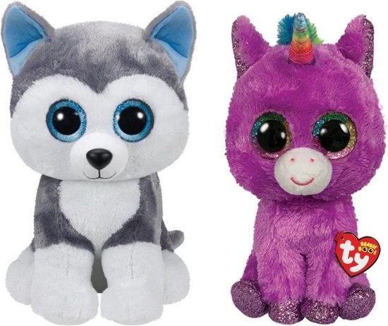 Ty - Knuffel - Beanie Buddy - Slush Husky & Rosette Unicorn | bol.com