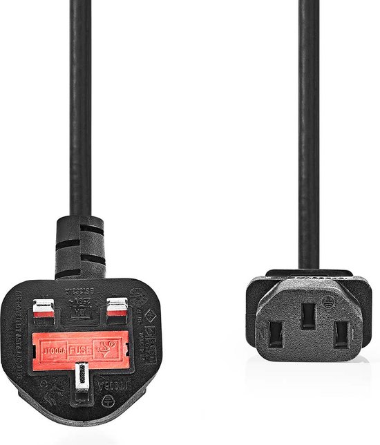 Nedis Stroomkabel - UK Male - IEC-320-C13 - Gehoekt - Recht ...
