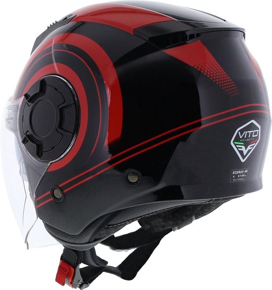 Vito Isola jethelm glans zwart rood S - Scooterhelm & Motorhelm | bol.com