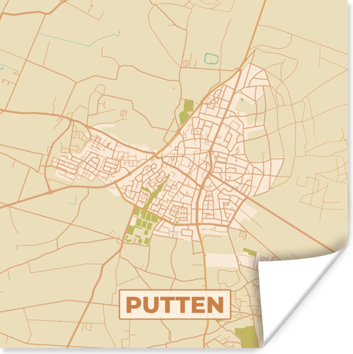 Poster Putten - Stadskaart - Kaart - Plattegrond - 30x30 cm | bol.com