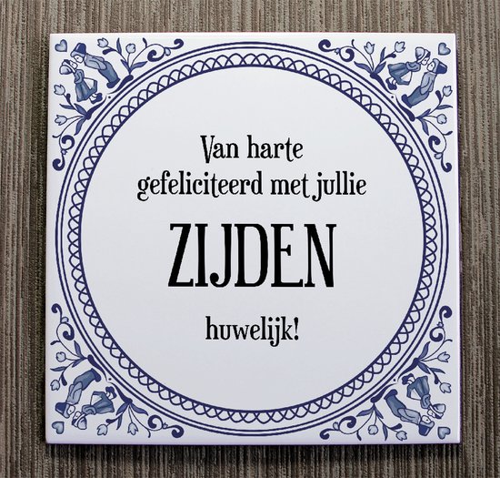 Tegeltje met spreuk - Zijden huwelijk cadeau - Met kado verpakking | bol