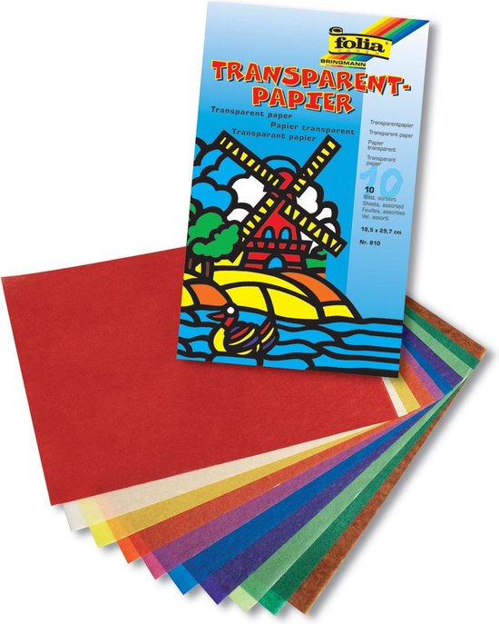 Transparant papier Folia 18.5x29.7cm 42gr 10 vel 10 kleuren | 10 stuks ...