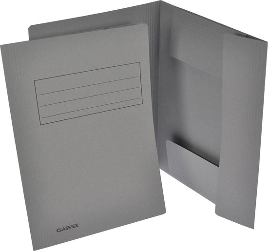 Class'ex dossiermap, 3 kleppen, grijs 50 stuks | bol