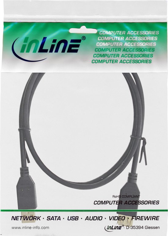 InLine USB naar USB verlengkabel - USB2.0 - 2 meter | bol