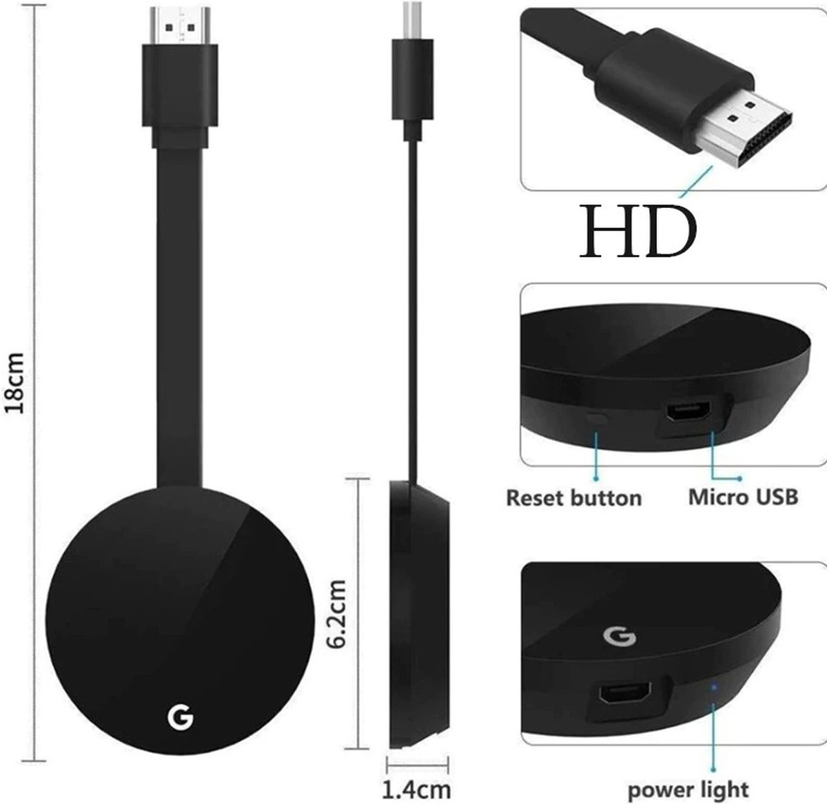 Media Streamer - 2.4G 4K - Draadloos tv kijken - Wifi - 1080P Display ...