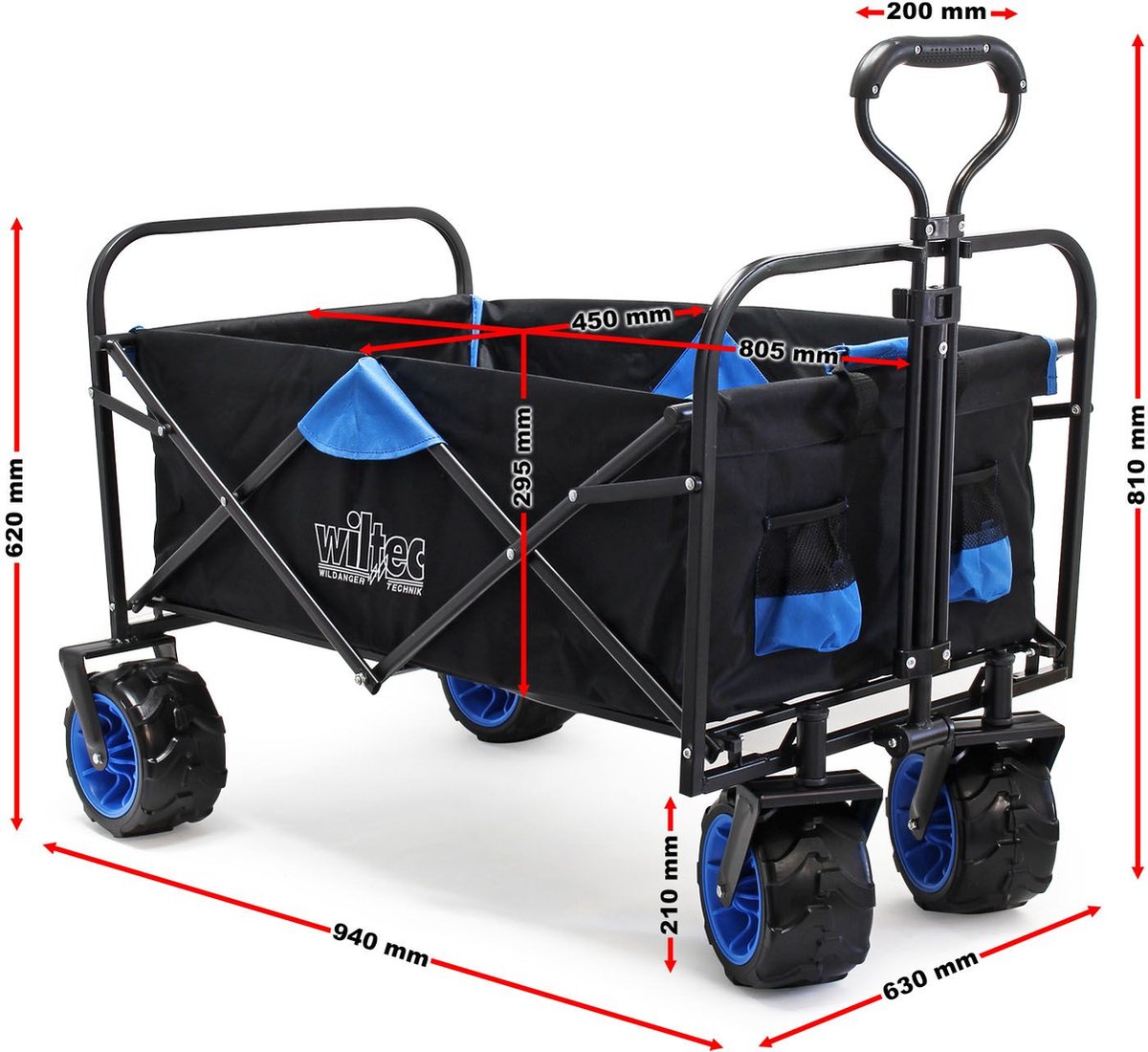 Wildanger opvouwbare strandwagen met extra brede wielen, beach | bol.com