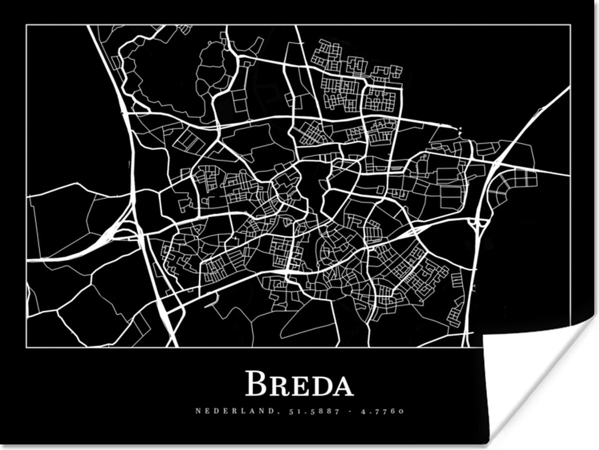 Poster Stadskaart - Plattegrond - Breda - Kaart - 120x90 cm | bol.com