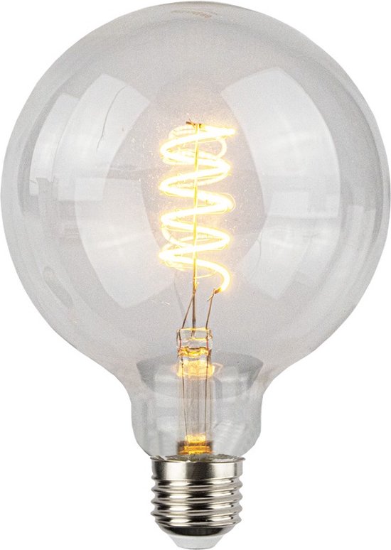 LED Filament Globe lamp spiraal | 125mm | 4 Watt | Dimbaar | 2400K - Extra warm | bol