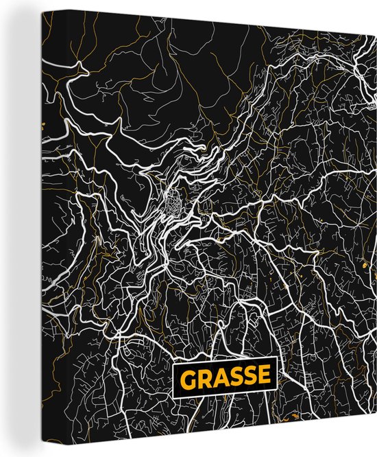 Canvas Schilderij Grasse - Plattegrond - Frankrijk - Kaart - Stadskaart ...
