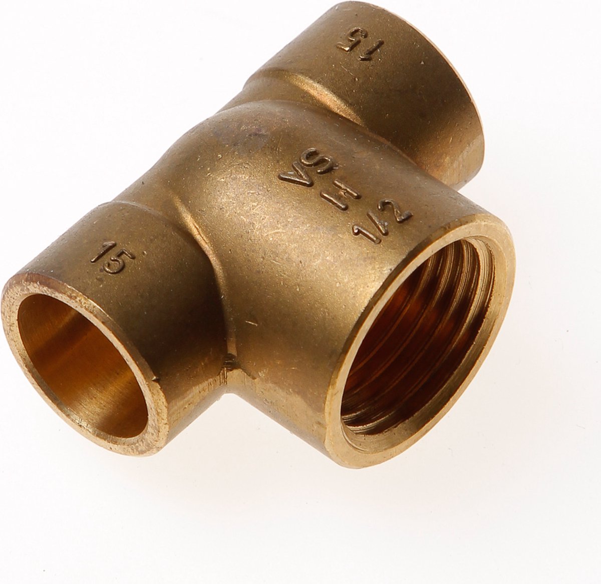 Bonfix soldeer t-stuk - 15 x 1/2 x 15 mm binnendraad messing | bol.com