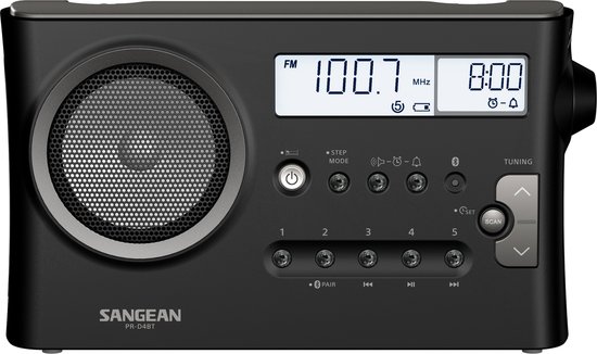 Sangean - PR-D4BT, draagbare radio AM/FM/bluetooth, grijs | bol