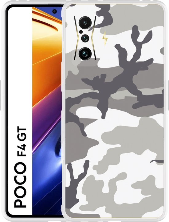 Hoesje geschikt vooor Xiaomi Poco F4 GT Army Camouflage Grey | bol