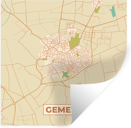 Muurstickers - Stadskaart - Plattegrond - Vintage - Gemert - Kaart ...