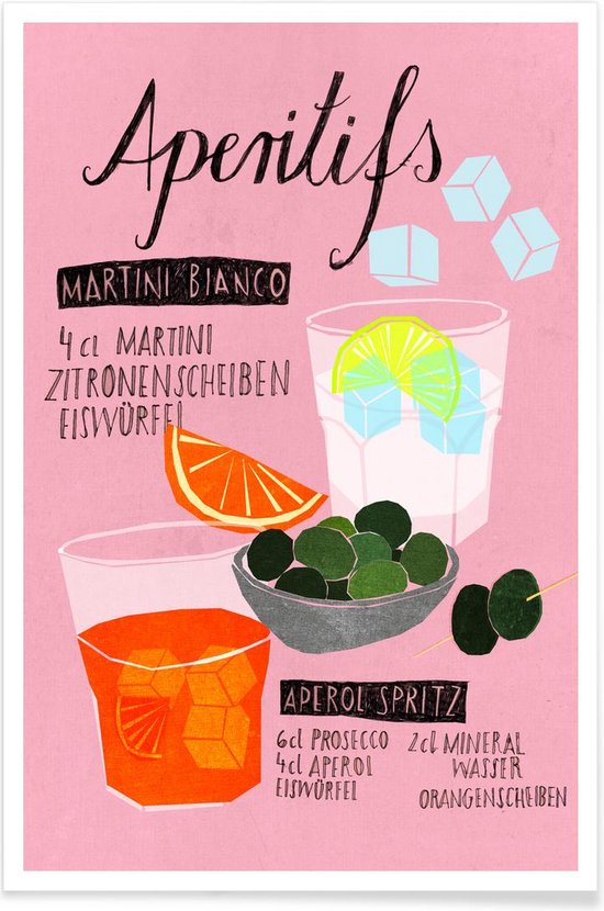 JUNIQE - Poster Aperitif -20x30 /Kleurrijk | bol.com