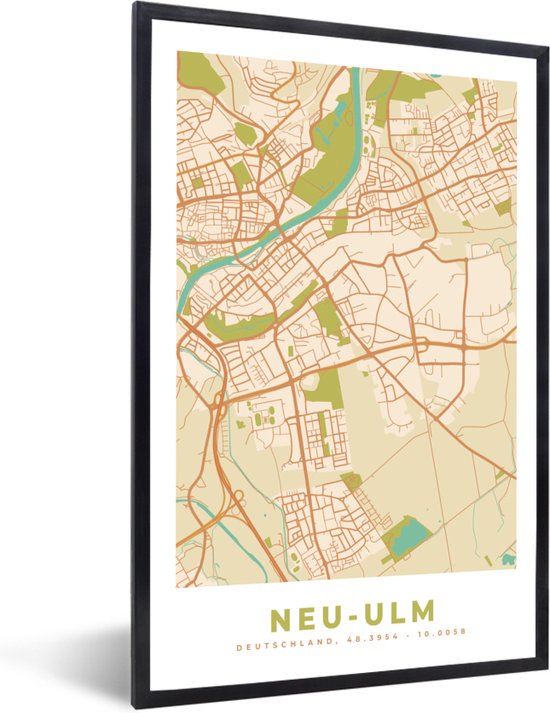 Fotolijst incl. Poster - Stadskaart - Neu-Ulm - Kaart - Plattegrond ...