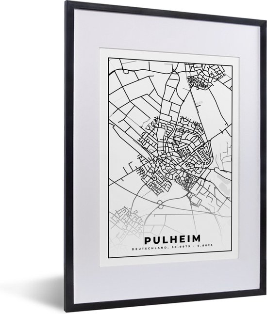 Fotolijst incl. Poster - Kaart - Pulheim - Stadskaart - Plattegrond ...