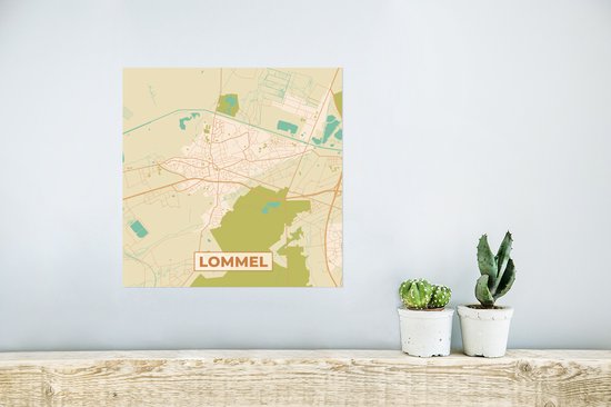 Poster Plattegrond - Stadskaart - Vintage - Lommel - Kaart - 30x30 cm ...