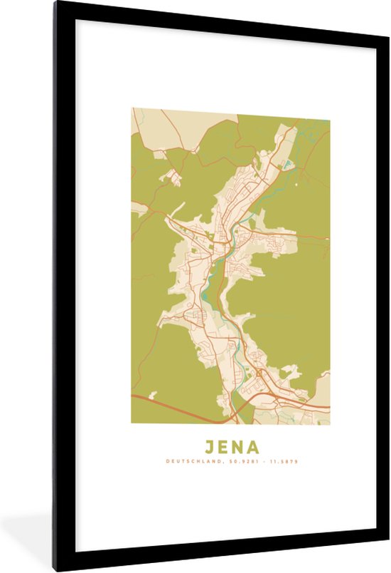 Fotolijst incl. Poster - Kaart - Vintage - Jena - Stadskaart ...