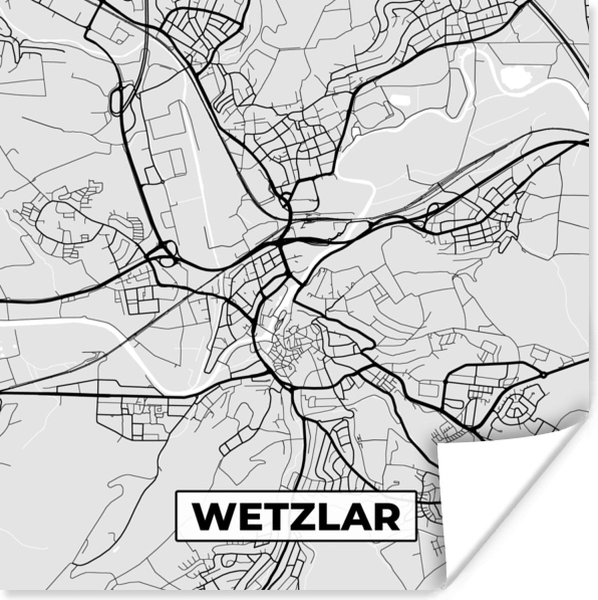 Poster Kaart - Duitsland - Plattegrond - Stadskaart - Wetzlar - 50x50 ...