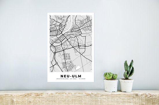 Poster Kaart - Duitsland - Neu-Ulm - Plattegrond - Stadskaart - 20x30 ...