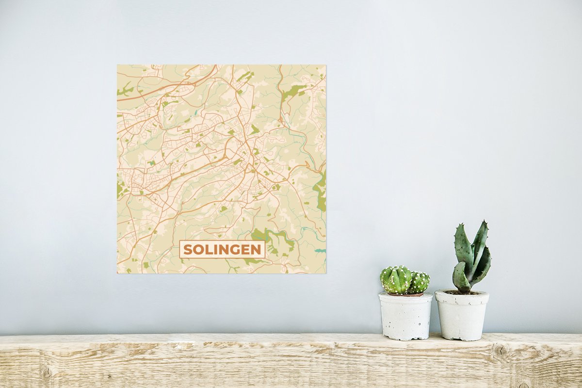 Poster Plattegrond - Solingen - Kaart - Stadskaart - Vintage - 30x30 cm ...