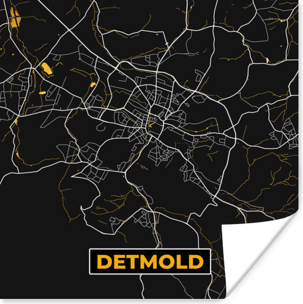 Poster Detmold – Plan de la ville – Or – Carte – Plan de la ville ...