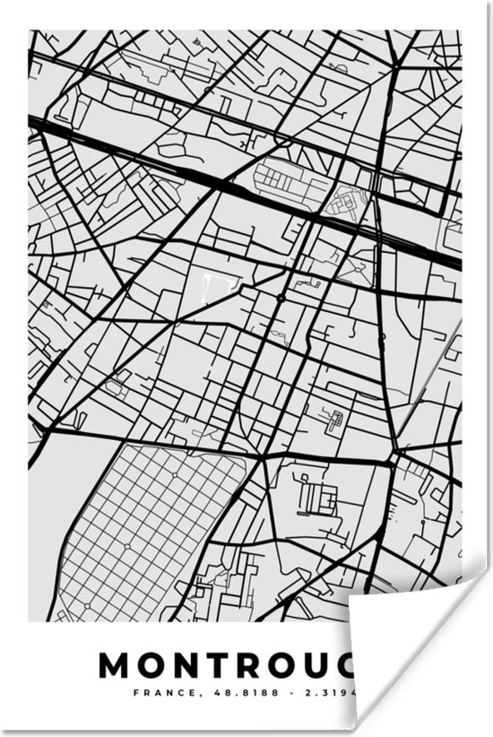 Poster Frankrijk – Montrouge – Stadskaart – Plattegrond – Kaart ...