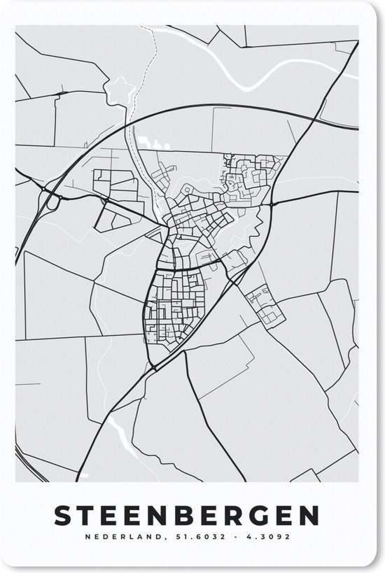 Muismat - Mousepad - Nederland - Kaart - Stadskaart - Steenbergen ...