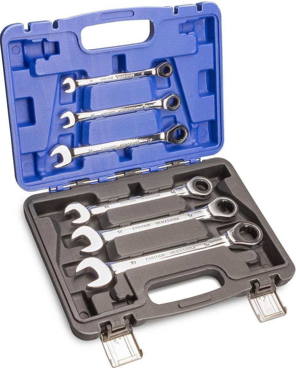 Hanse Werkzeuge 6 Delige Ring-/Ratel, Steeksleutelset - maat 8-19 | bol.com