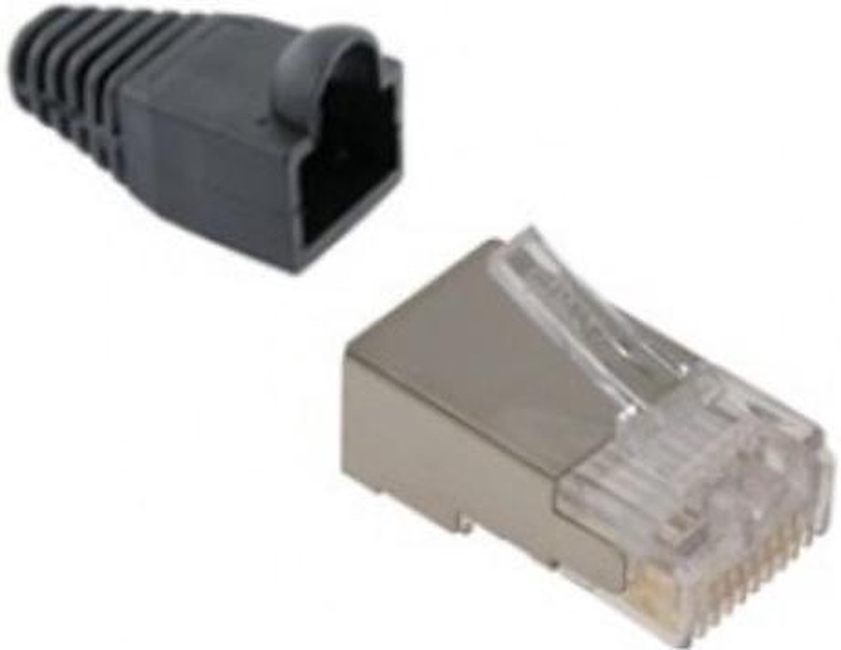 RJ45 Stekkers met Zwarte Tules - CAT5 en CAT6 - 8P8C - STP - 10 stuks ...