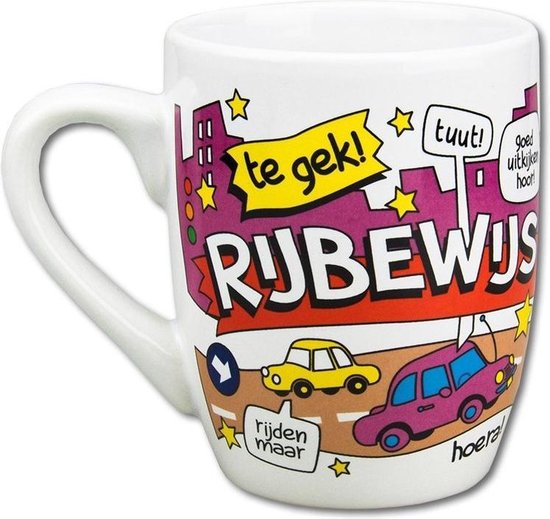 Mok - Cartoon Mok - Proficiat met je rijbewijs - Gevuld met een ...
