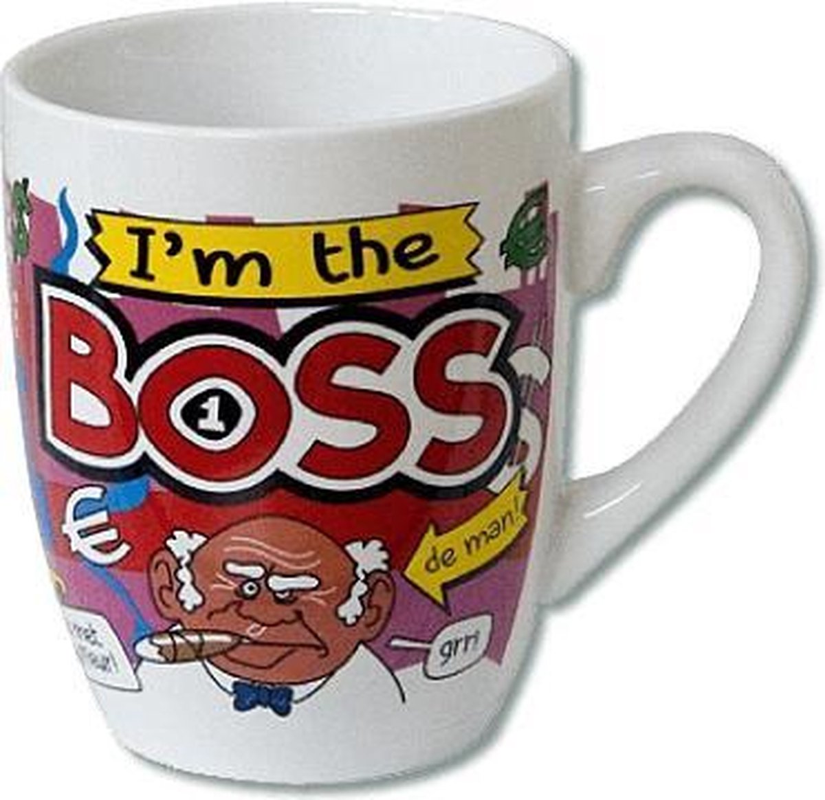 Mug - Tasse de dessin animé - Je suis le patron - Rempli d'un mélange ...