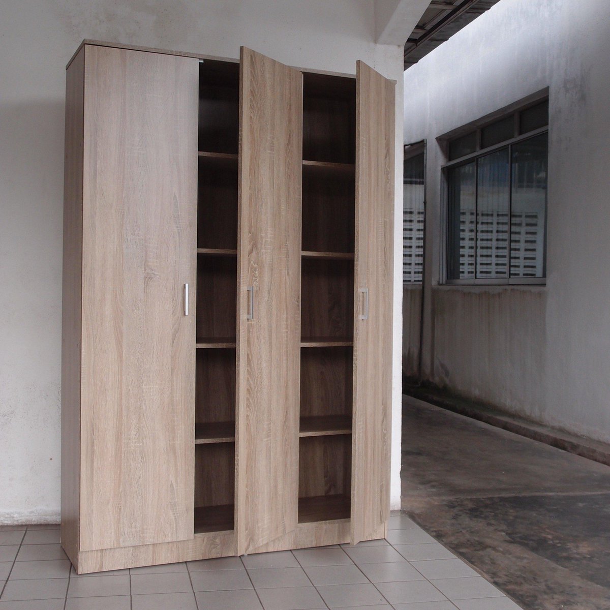 Opbergkast Ray 120cm met 3 deuren en 4 legplanken - sonoma eik | bol.com