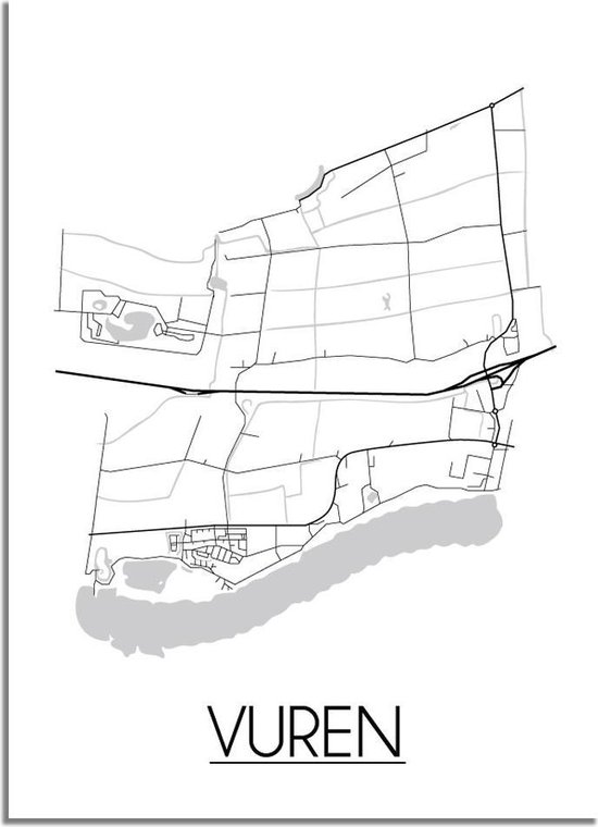 Vuren Plattegrond poster A4 (21x29,7cm) - DesignClaud | bol.com