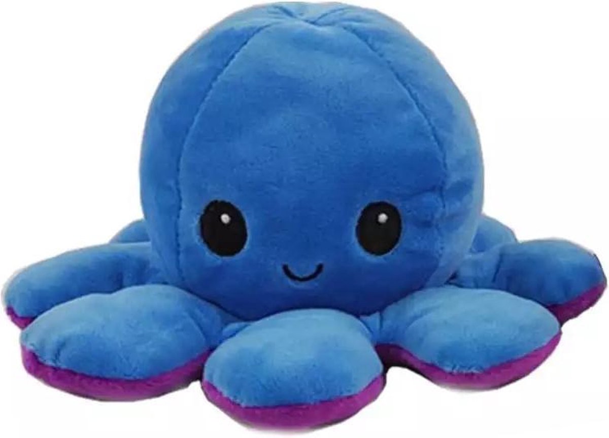 Knuffel Octopus Blauw/Paars - Mood Knuffel Omkeerbaar - Reversible ...