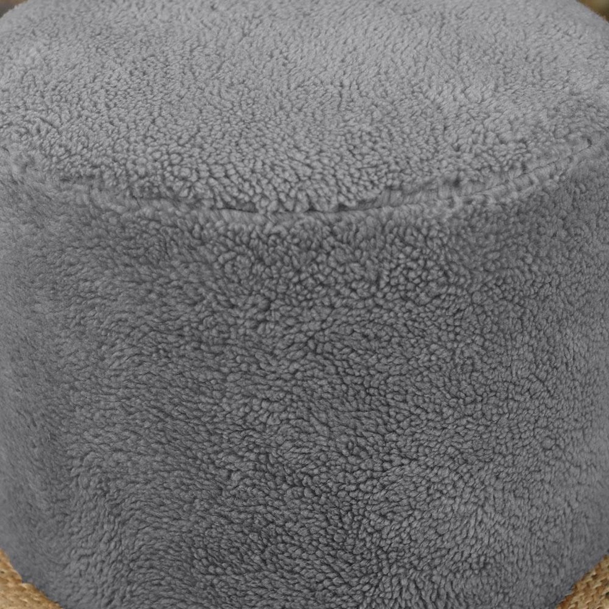 Teddy poef rond Tess teddystof grijs - Hocker teddystof - Poef grijs ...