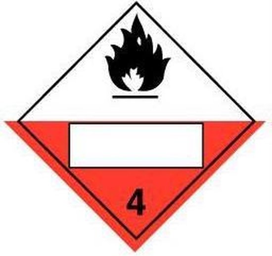 Beschrijfbare ADR klasse 4.2 sticker zelfontbrandende stoffen 250 x 250 ...