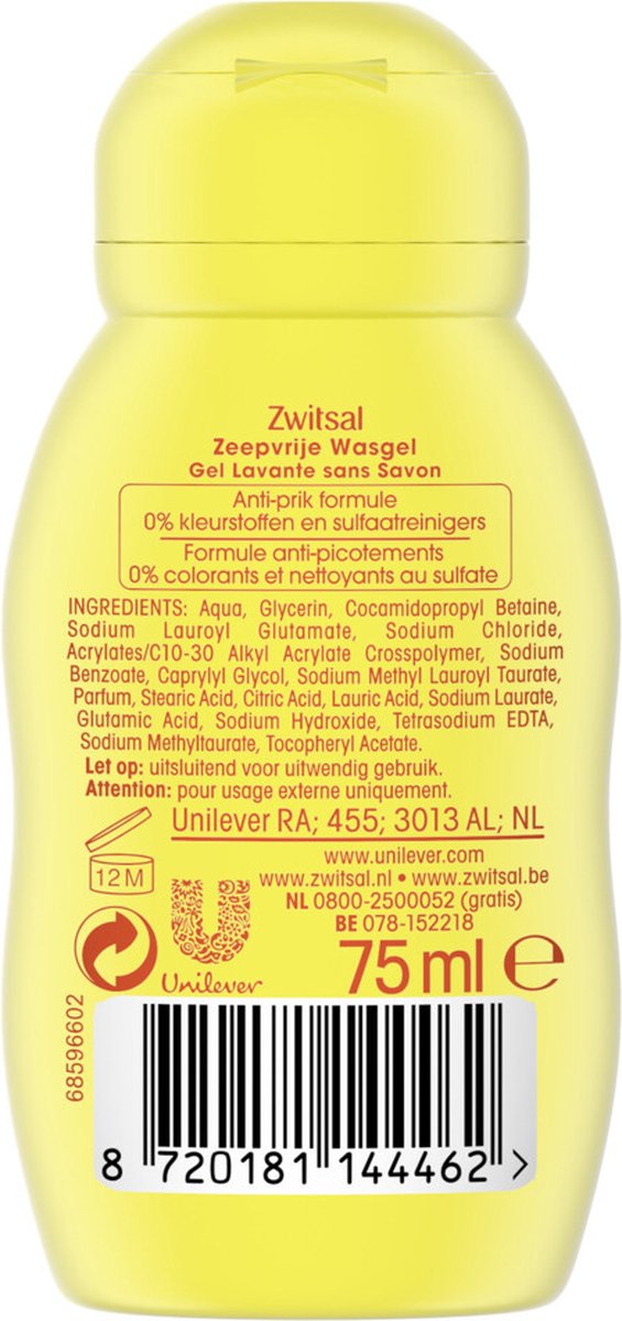 Zwitsal - Zeepvrije Wasgel - 75ml - Mini Reis Verpakking | bol.com