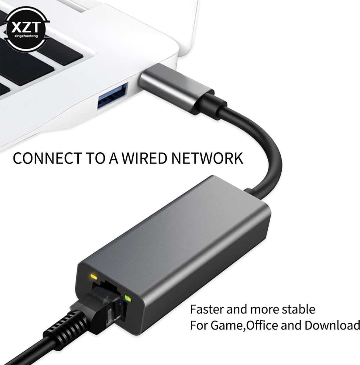 USB-C Ethernet Lan Adapter 10/100/1000Mbps - USB 3.1 - USB-C naar RJ45 ...