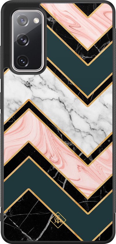 Samsung Galaxy S20 FE hoesje - Marmer triangles - Multi - Hard Case TPU Zwart - Marmer... | bol.com